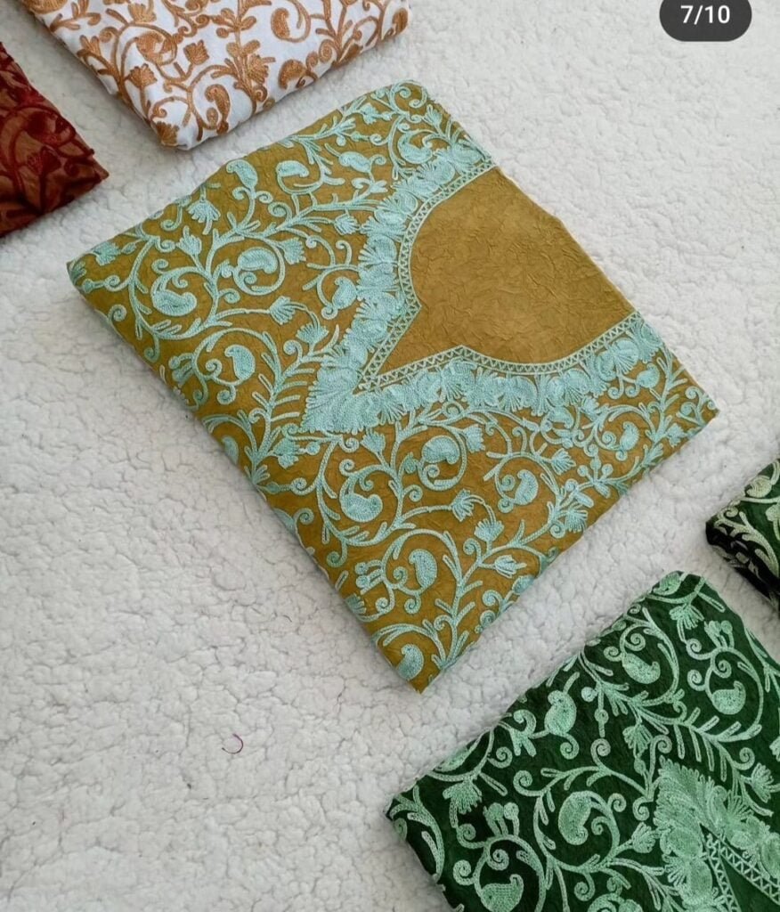 2 Piece Kashmiri Ariwork Crush Cotton Suits - Kashmir Wholesale Bazar