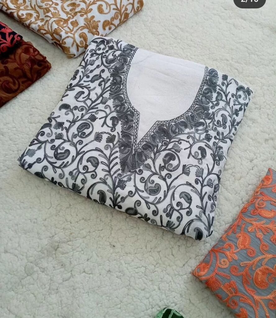 2 Piece Kashmiri Ariwork Crush Cotton Suits - Kashmir Wholesale Bazar